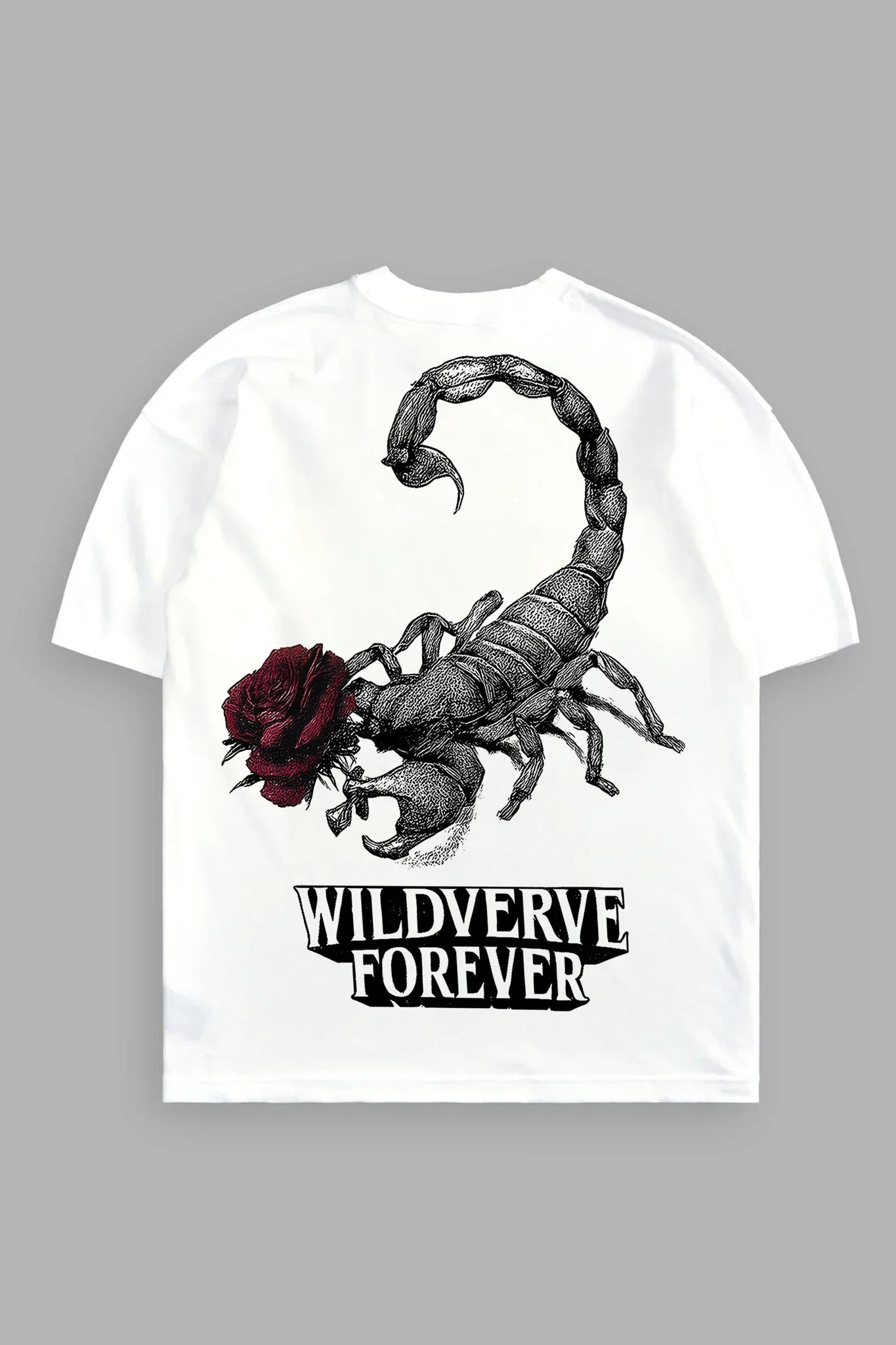 WILDVERVE SCORPION ROSE OVERSIZED T-SHIRT (WHITE)